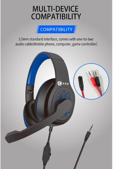 2020 V2S K2pro Headset Stretchable Wired Gaming Headphone With Mic ...