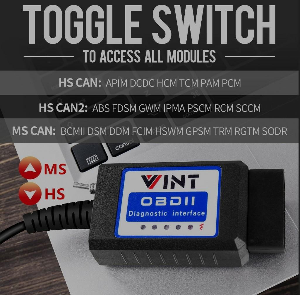 FORScan OBD2 Adapter, VINT-TT55502 ELMconfig ELM327 modified For all ...