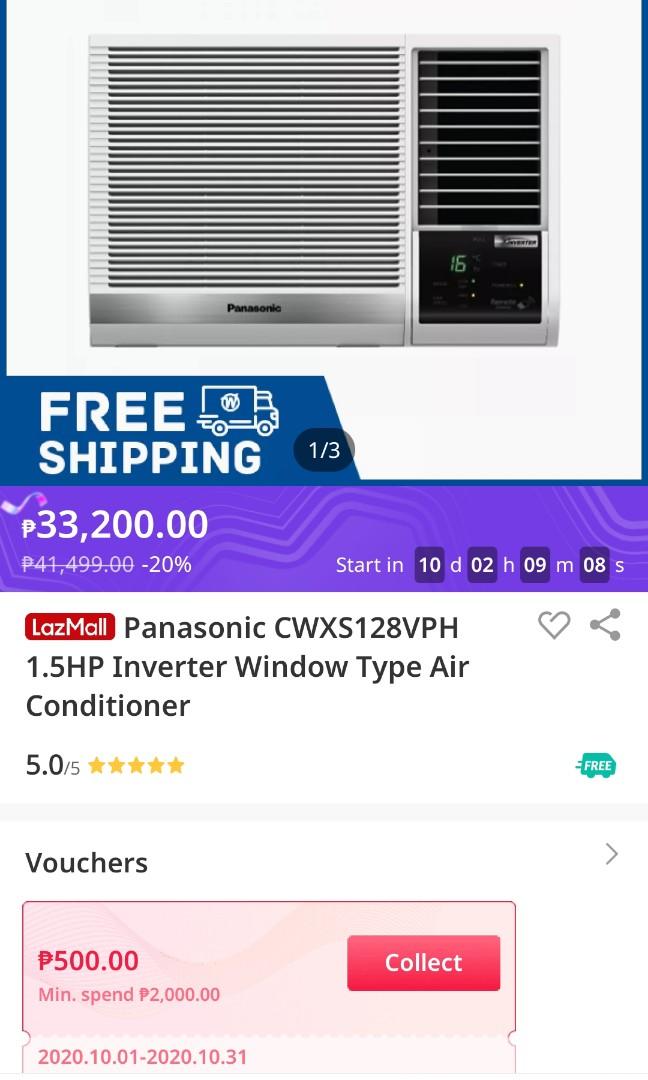 Panasonic inverter window type aircon, TV & Home Appliances, Air ...