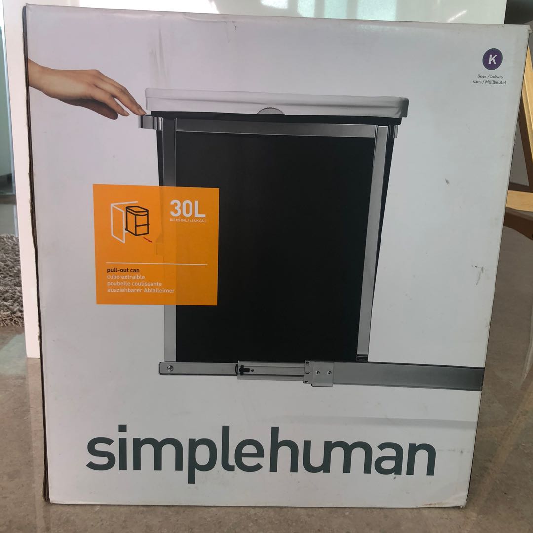 Simplehuman pull-out trash can 30l, Furniture & Home Living, Cleaning ...