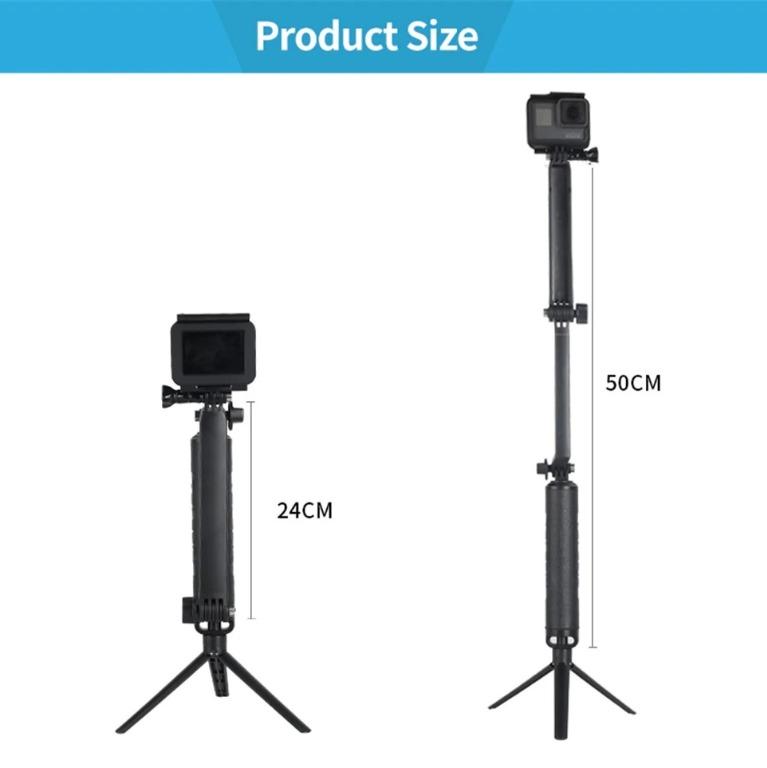 TELESIN Waterproof 3 Way Floating Hand Grip Selfie Stick Tripod Monopod ...