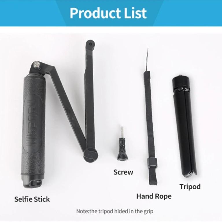 TELESIN Waterproof 3 Way Floating Hand Grip Selfie Stick Tripod Monopod ...