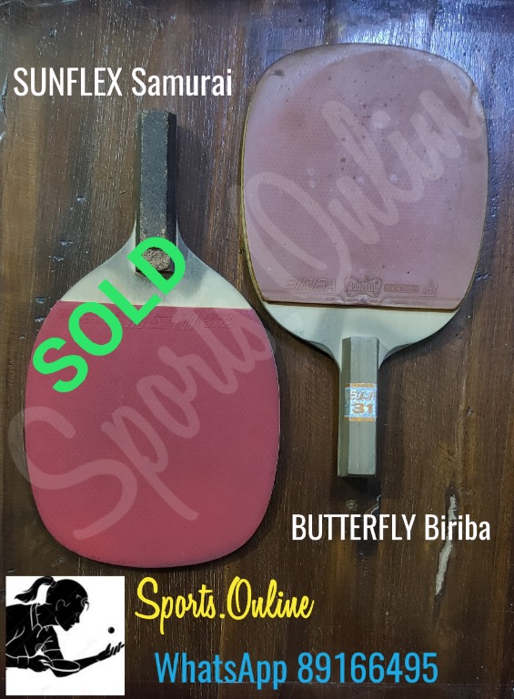 used BUTTERFLY and SUNFLEX Table Tennis Rackets / Ping Pong Bats ...