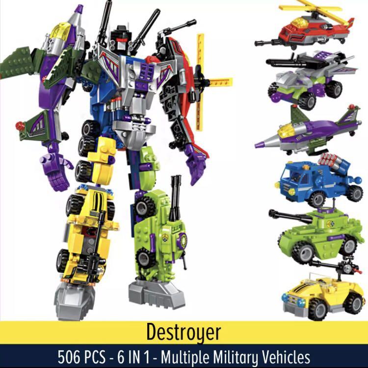 6 In 1 Transforming Robot Combat Transformer Dinosaur Vehicle Police Car Airpane Jet Toys For ...