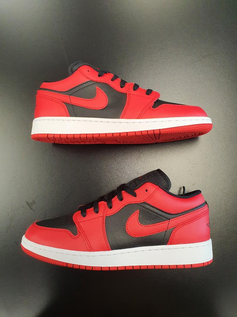 Air Jordan 1 Low Reverse Bred Varsity Red, Women's Fashion, Footwear ...