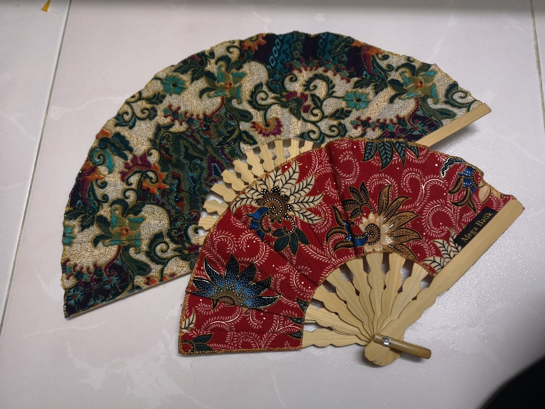 Batik Foldable fans, Free Items on Carousell