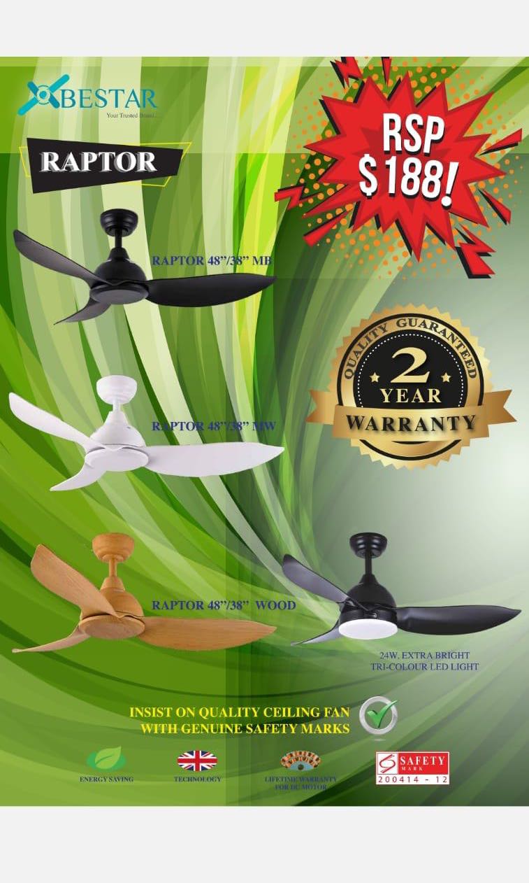 Bestar Raptor & Razor Dc Ceiling Fan, Furniture & Home Living, Lighting ...
