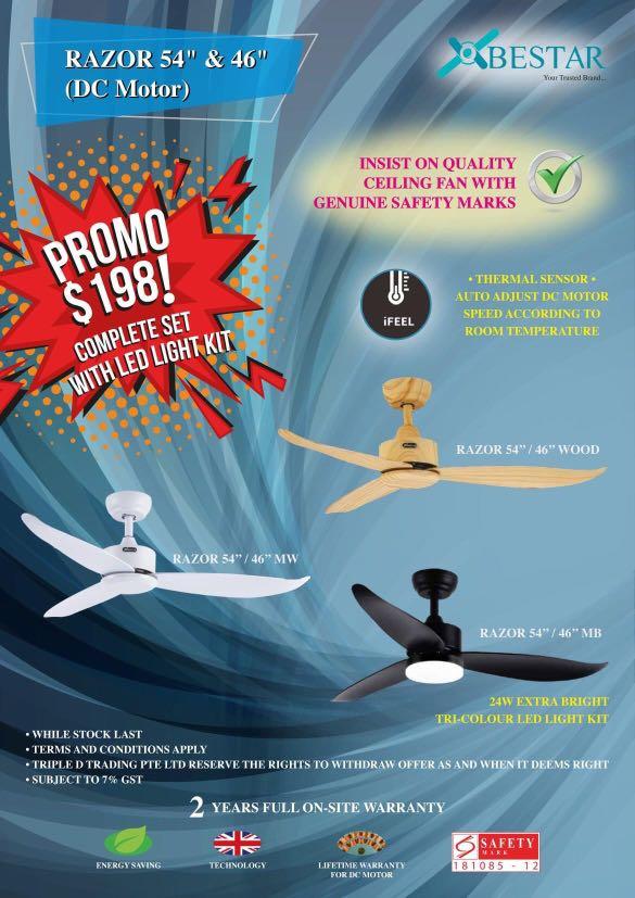 Bestar Raptor & Razor Dc Ceiling Fan, Furniture & Home Living, Lighting ...