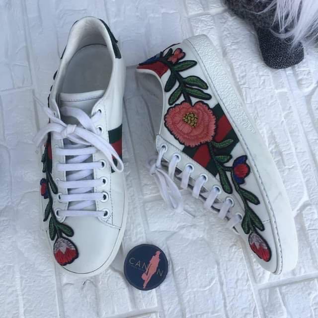 Gucci New Ace Floral Embroidered Sneakers, Women's Fashion, Footwear ...