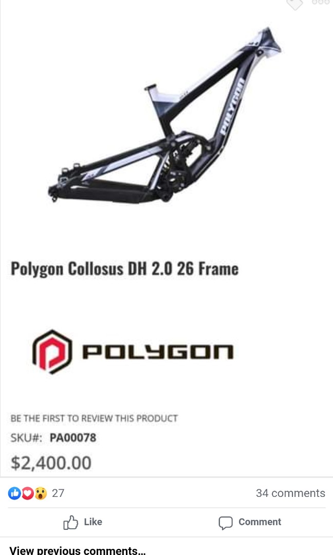 Polygon Colossus DH 2.0 World cup series Downhill frame, Sports ...
