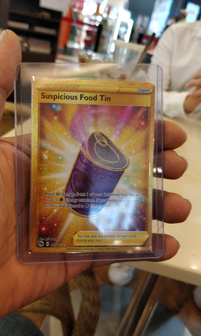 Suspicious food tin pokemon card, Toys & Games, Board Games & Cards on ...