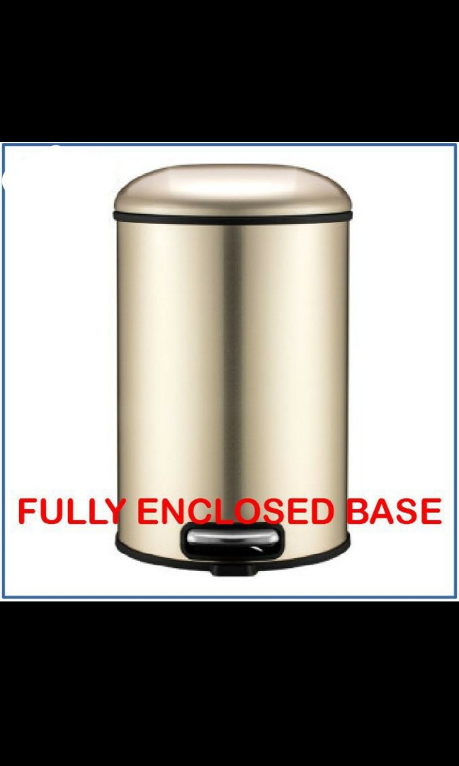 8L Classic Round Stainless Steel Dustbin, Furniture & Home Living ...
