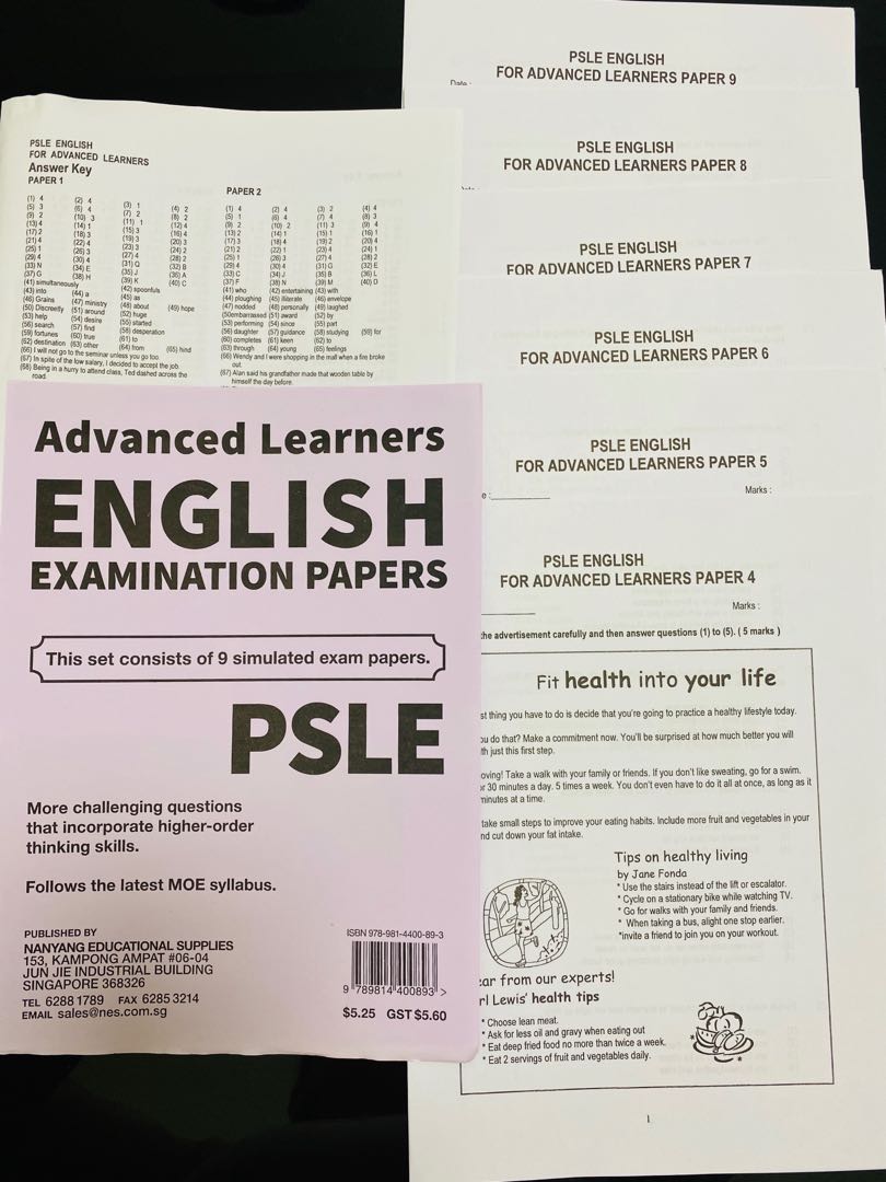Advanced Learners English Exam papers PSLE, Hobbies & Toys, Books ...