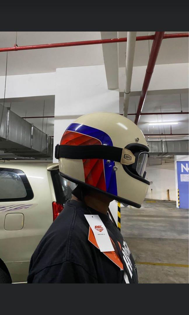 AMZ Vintage Helmet Fullface, Auto Accessories on Carousell