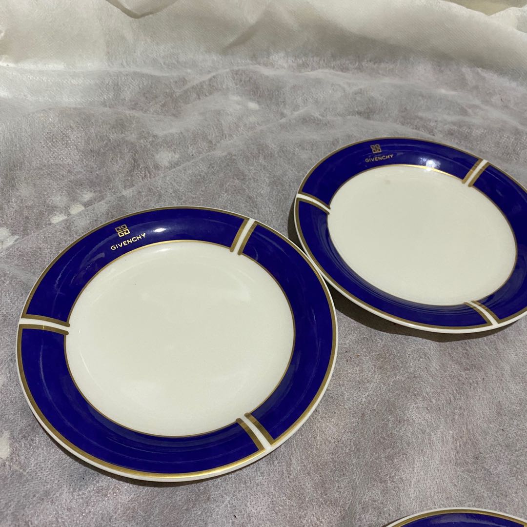 Givenchy Tri Blue Gold Cake Plate Set, Furniture & Home Living ...