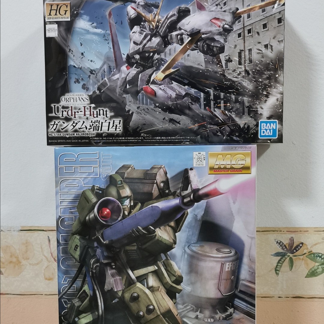 Gundam Gunpla MG GM Sniper & HG Gundam Hajiroboshi IBO, Hobbies & Toys ...