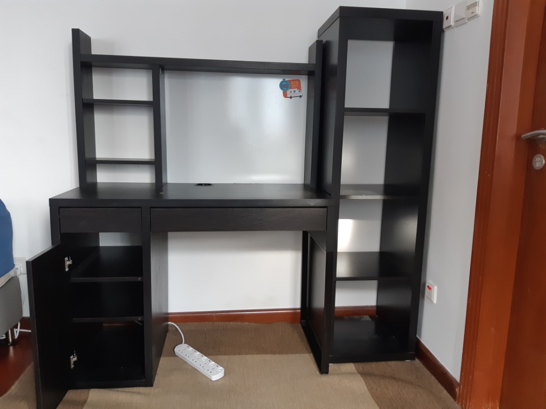 Micke Ikea desk and shelves, Furniture & Home Living, Furniture, Tables ...