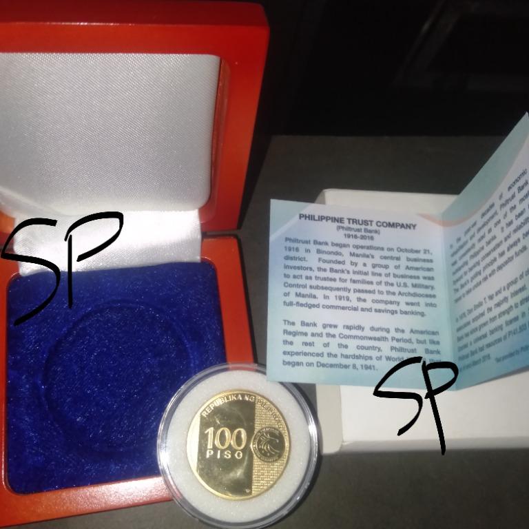 Phil trust Bank (PTC) 100 years anniversary 100 piso coin, Hobbies ...