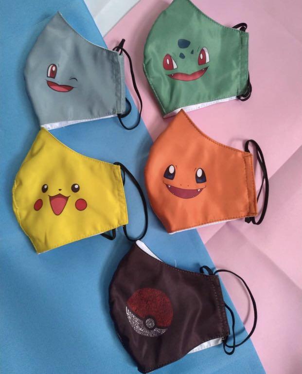 Pokemon Washable and Reusable Face Masks (Pikachu, Squirtle, Bulbasaur ...