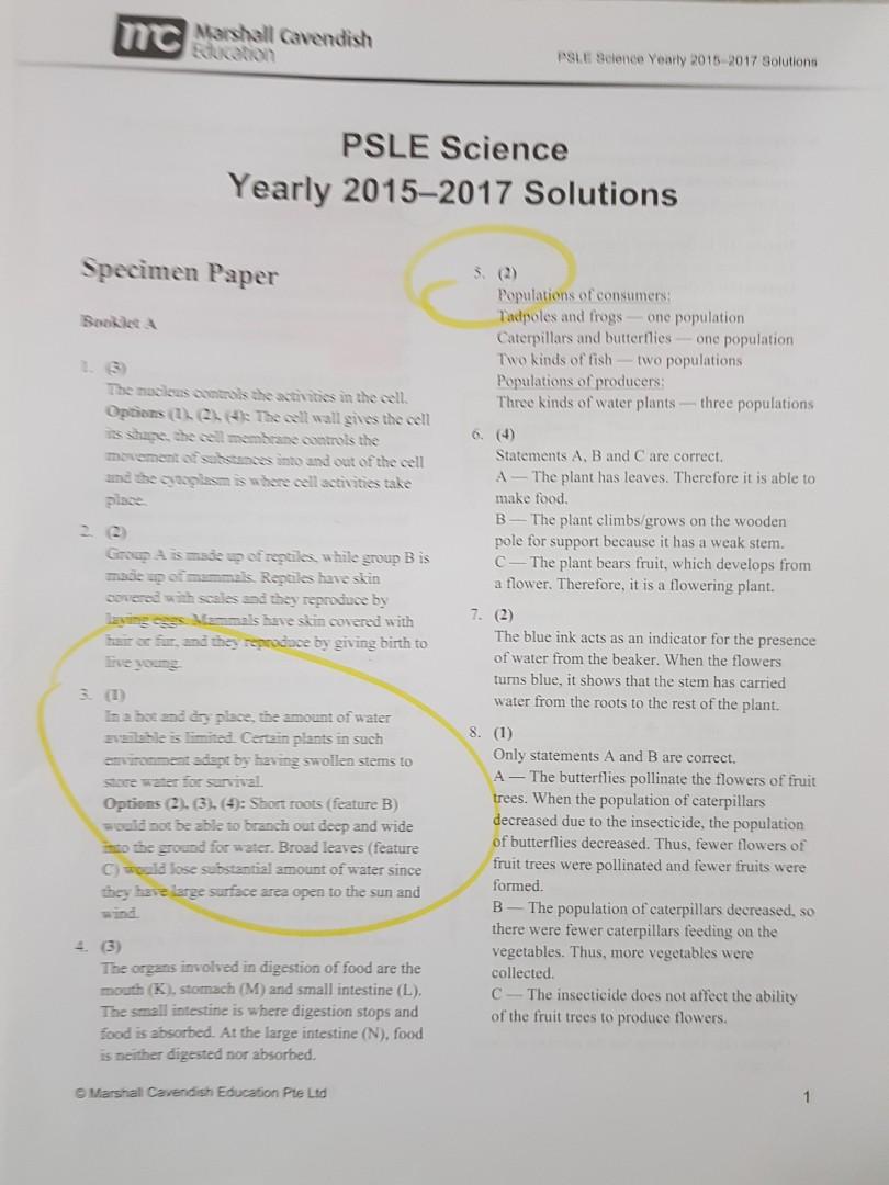 PSLE Science solutions 2015 to 2017, Hobbies & Toys, Books & Magazines ...