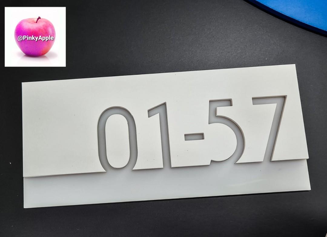 Pure white unit number plate, Furniture & Home Living, Home Improvement ...