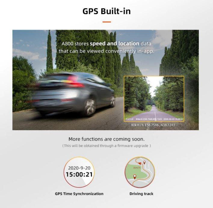 Xiaomi 70mai A800 Dash Cam with 4K Resolution Built-in GPS ADAS SONY ...