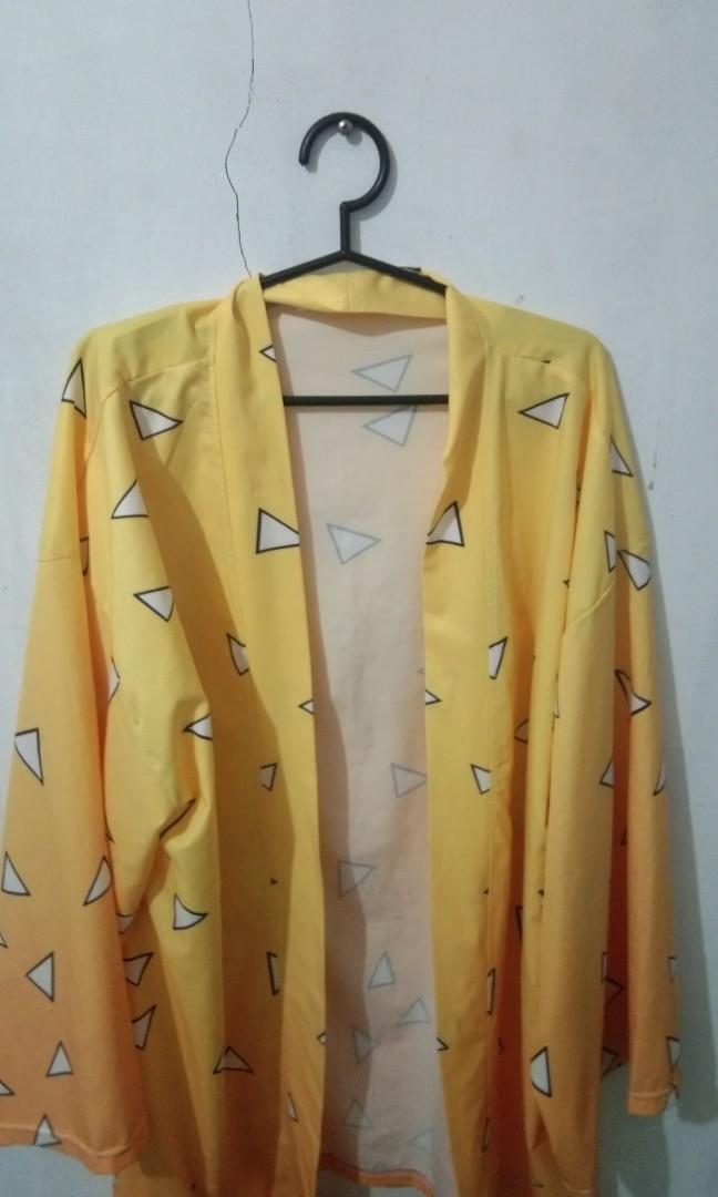 Zenitsu Haori/Robe Demon Slayer, Men's Fashion, Tops & Sets, Formal ...