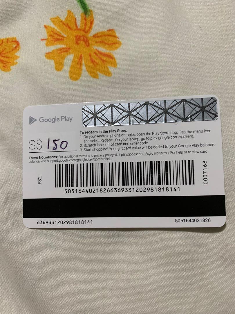 Google play store card value $150, Tickets & Vouchers, Vouchers on ...