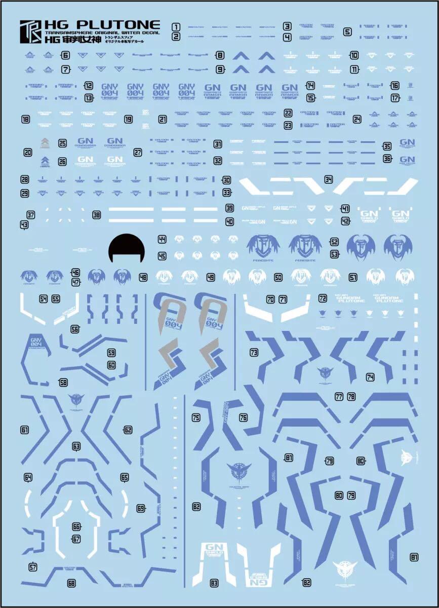 [Tri Red] HG Plutone Gundam Waterslide Decal 1/144 with custom designs ...