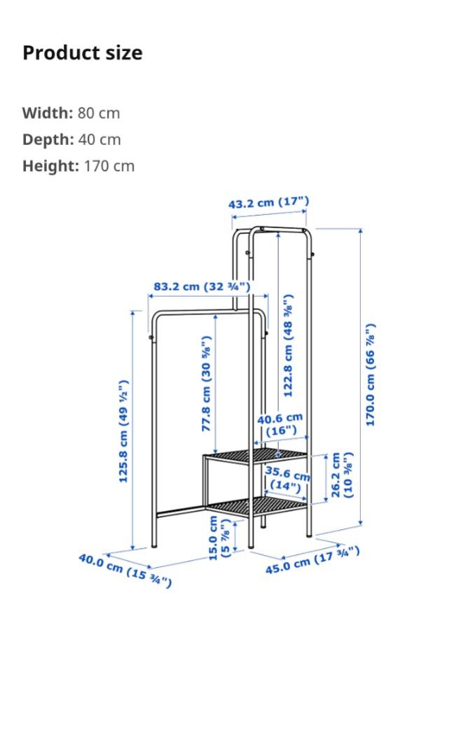 IKEA Nikkeby clothes rack (grey-green), Furniture & Home Living, Furniture, Shelves, Cabinets ...