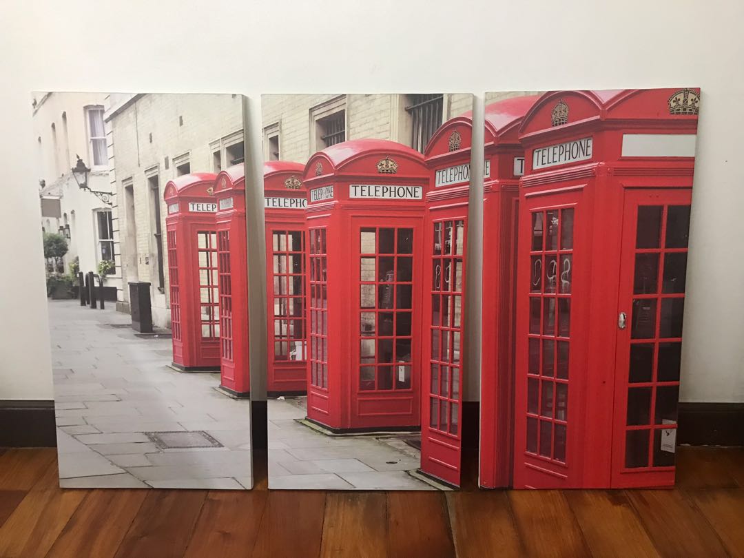 London Phone Booth Canvas Painting / Wall Art, Hobbies & Toys ...