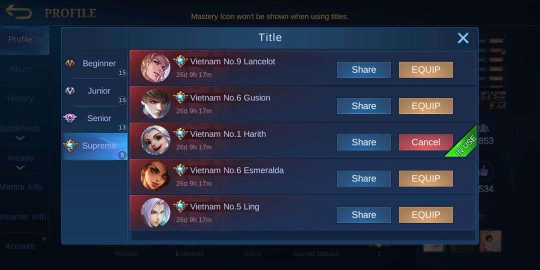 Mobile Legends Account selling pro account cheap !, Toys & Games, Video ...