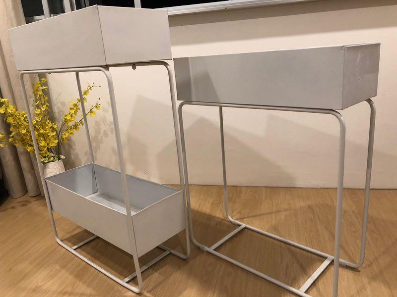 2 x Plant planter box white muji metal, Furniture & Home Living, Home ...