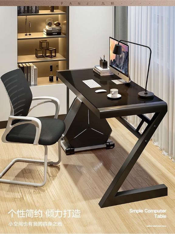 study table glass table top, Furniture & Home Living, Office Furniture ...