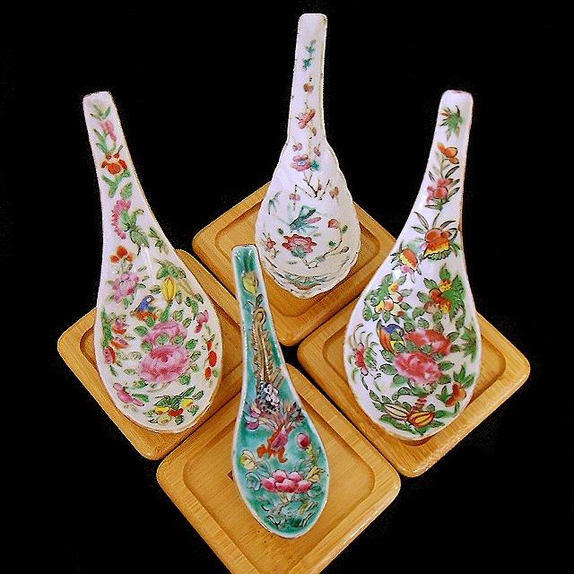 Antique famille rose Chinese Peranakan Nonya Spoons, 4 pcs, Furniture ...