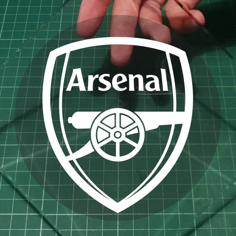 ARSENAL white crest . Removable Static Cling Car Decals . 11cm diameter ...