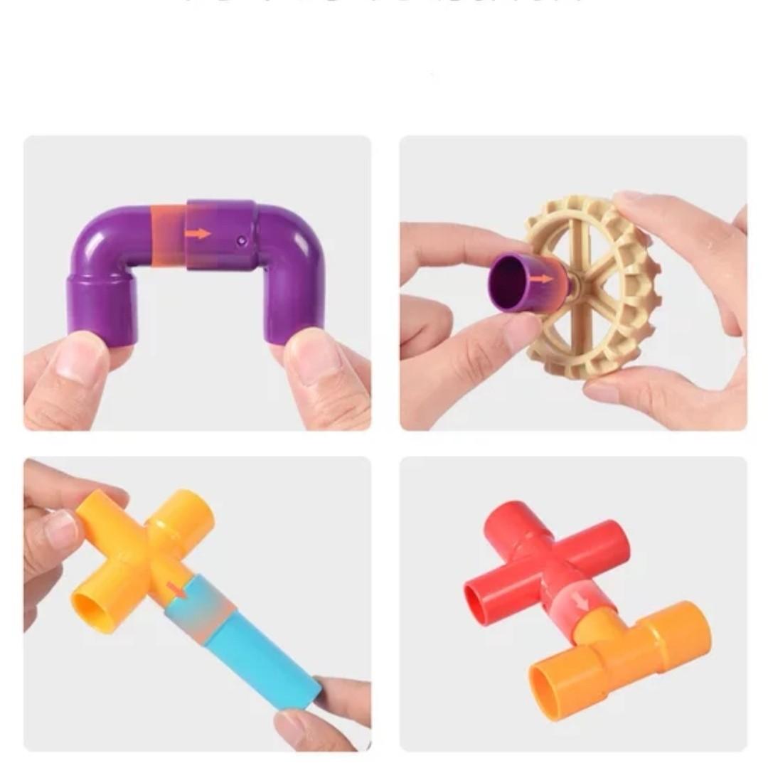 Water Pipe Building Blocks Toys Kids Assembling Connecting Piping DIY ...