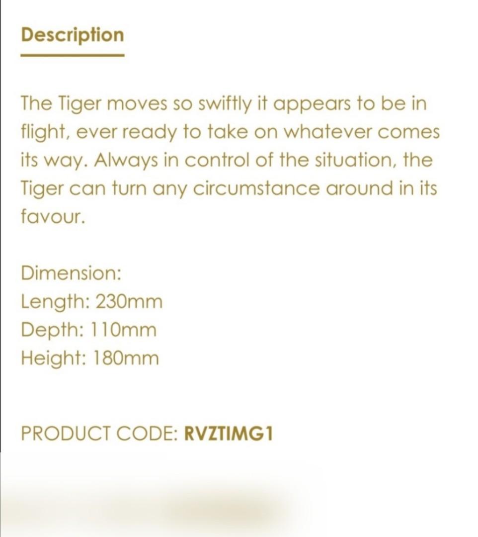Risis Gold Zodiac Tiger Sculpture, Women's Fashion, Jewelry ...