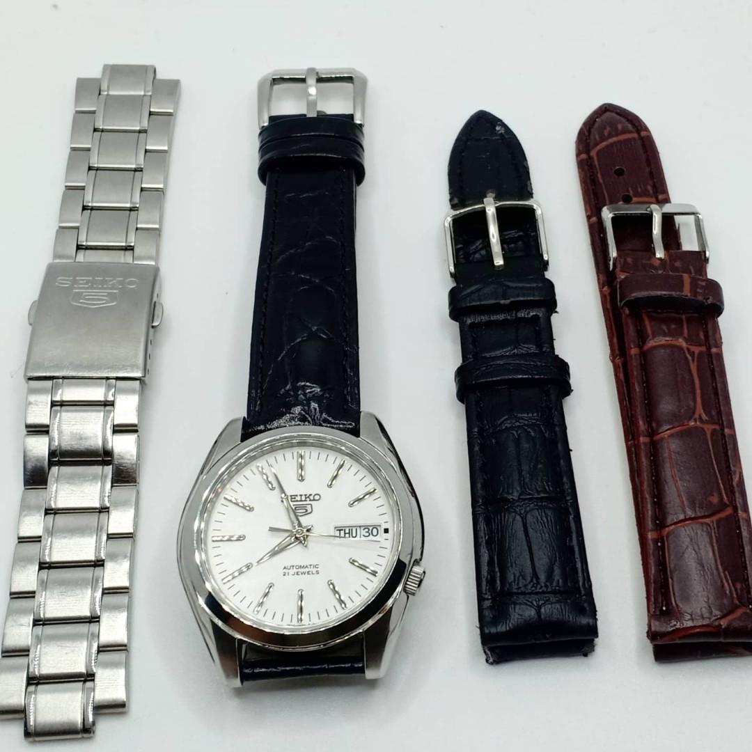 Seiko 5 SNKL41 White Dial Dress Watch Dauphine Hands Automatic Baby ...