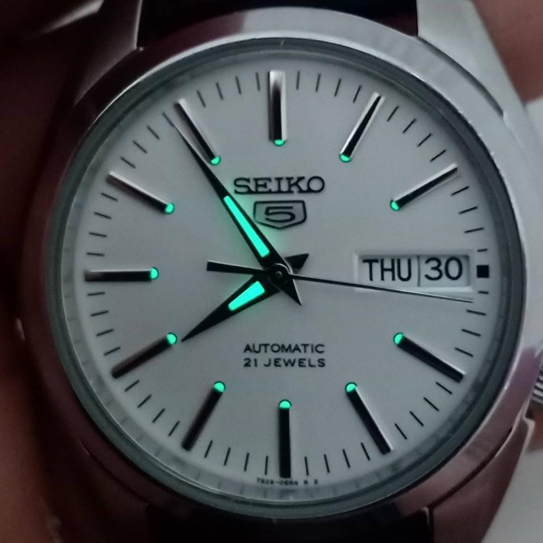 Seiko 5 SNKL41 White Dial Dress Watch Dauphine Hands Automatic Baby ...
