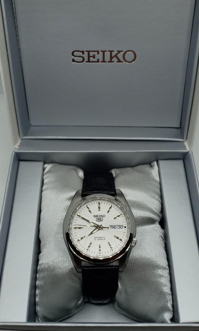 Seiko 5 SNKL41 White Dial Dress Watch Dauphine Hands Automatic Baby ...