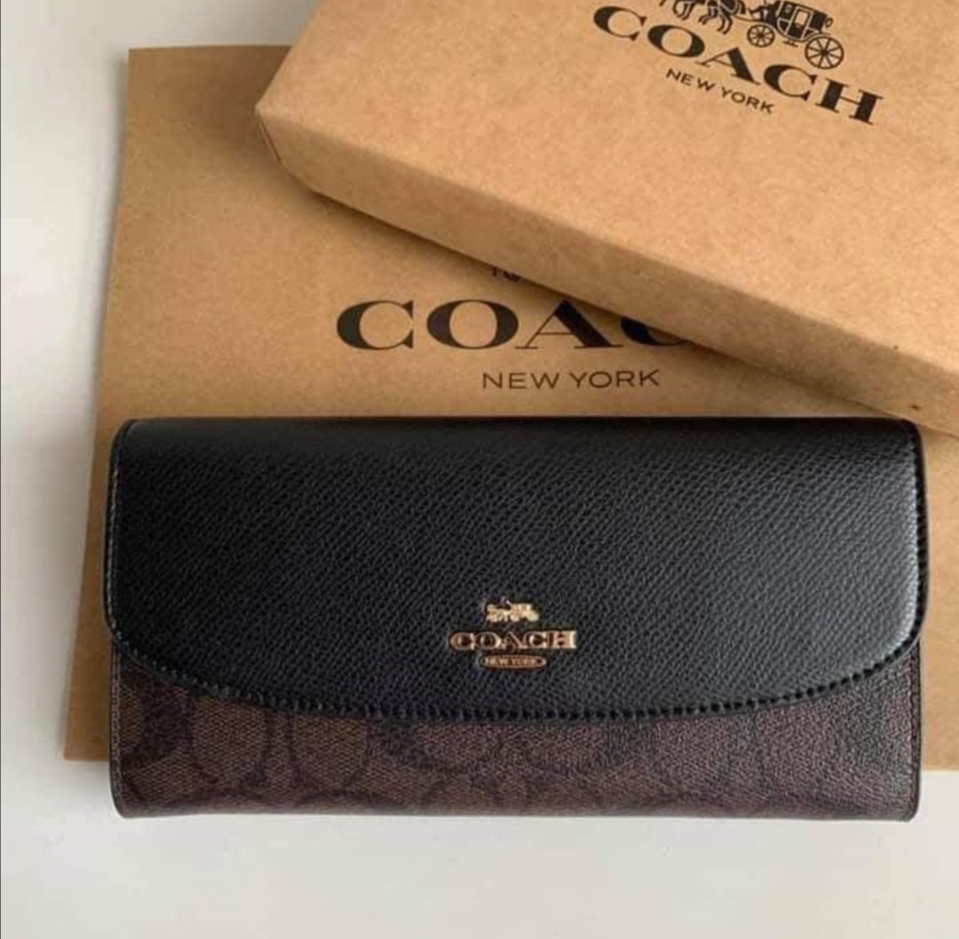 Coach Envelope Long Wallet (2 colors), Women's Fashion, Bags & Wallets ...