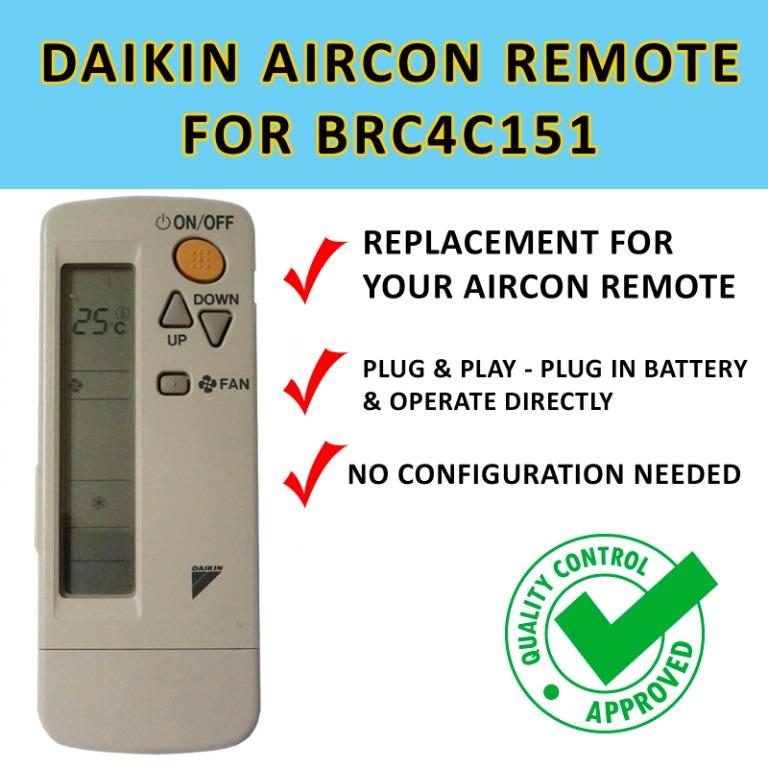 Daikin Ceiling Aircon Remote Control for BRC4C151 BRC4C154, TV & Home ...