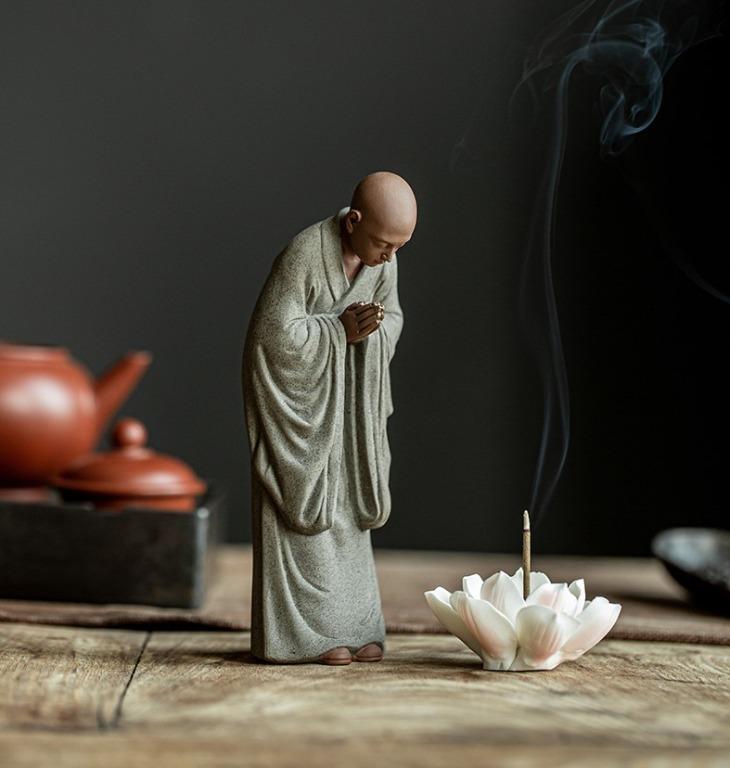 Praying Monk Statue, Hobbies & Toys, Religious Items on Carousell
