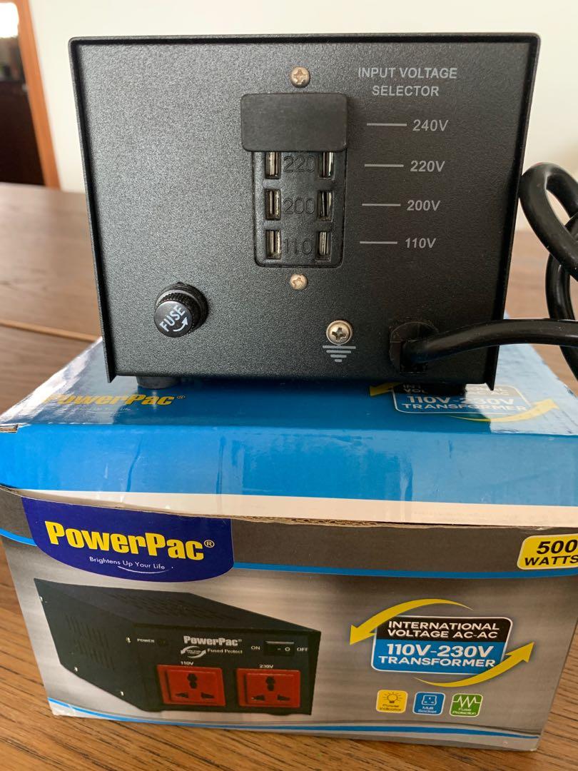 POWERPAC 500W HEAVY DUTY STEP UP & DOWN VOLTAGE CONVERTER TRANSFORMER ...