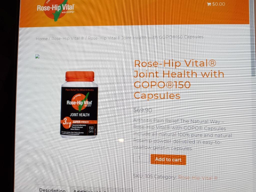 Rose-Hip Vital® Joint Health with GOPO (150 capsules), Beauty & Personal Care, Face, Face Care ...