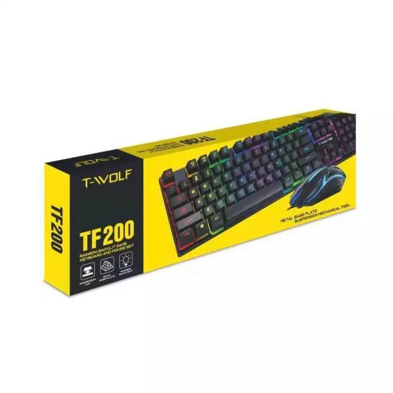 T Wolf Tf200 Gaming Keyboard Mouse Twolf Tf200 Usb Wired Gaming Keyboard Rainbow Led Backlight