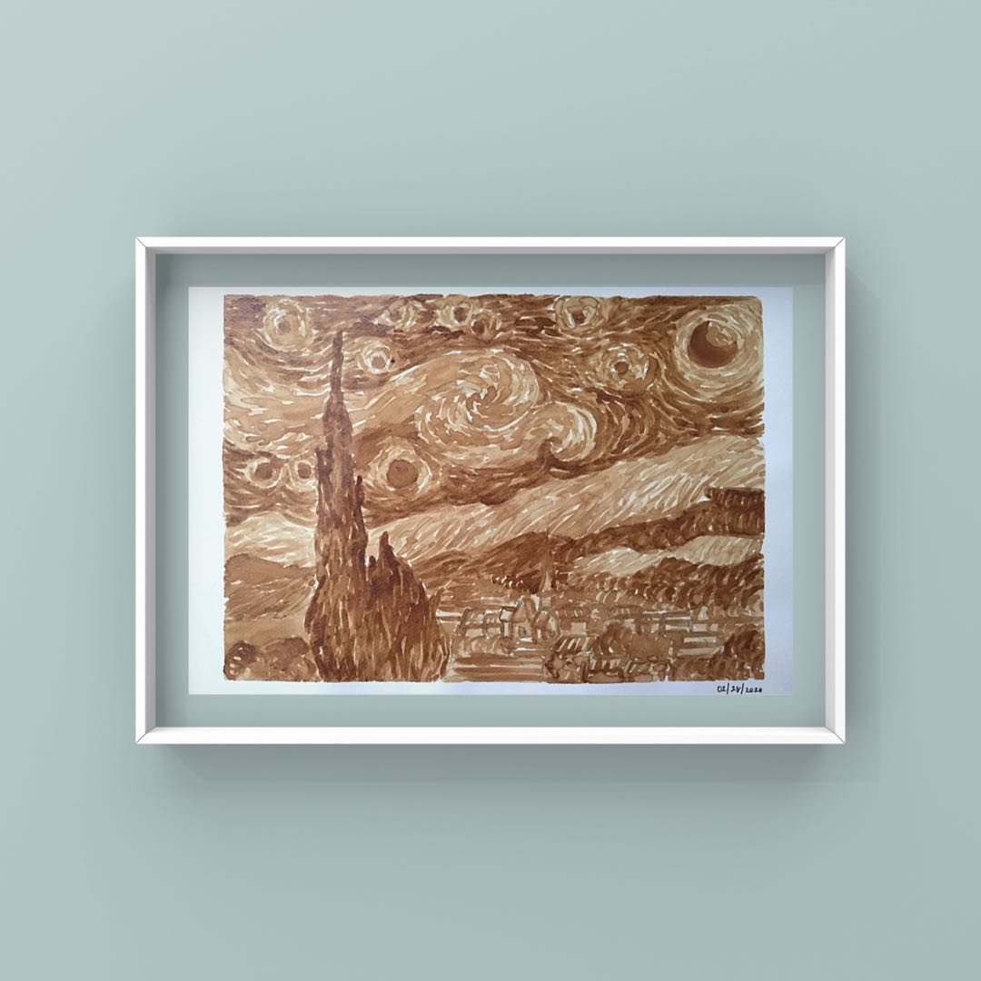Starry night Coffee painting, Hobbies & Toys, Stationary & Craft, Art ...