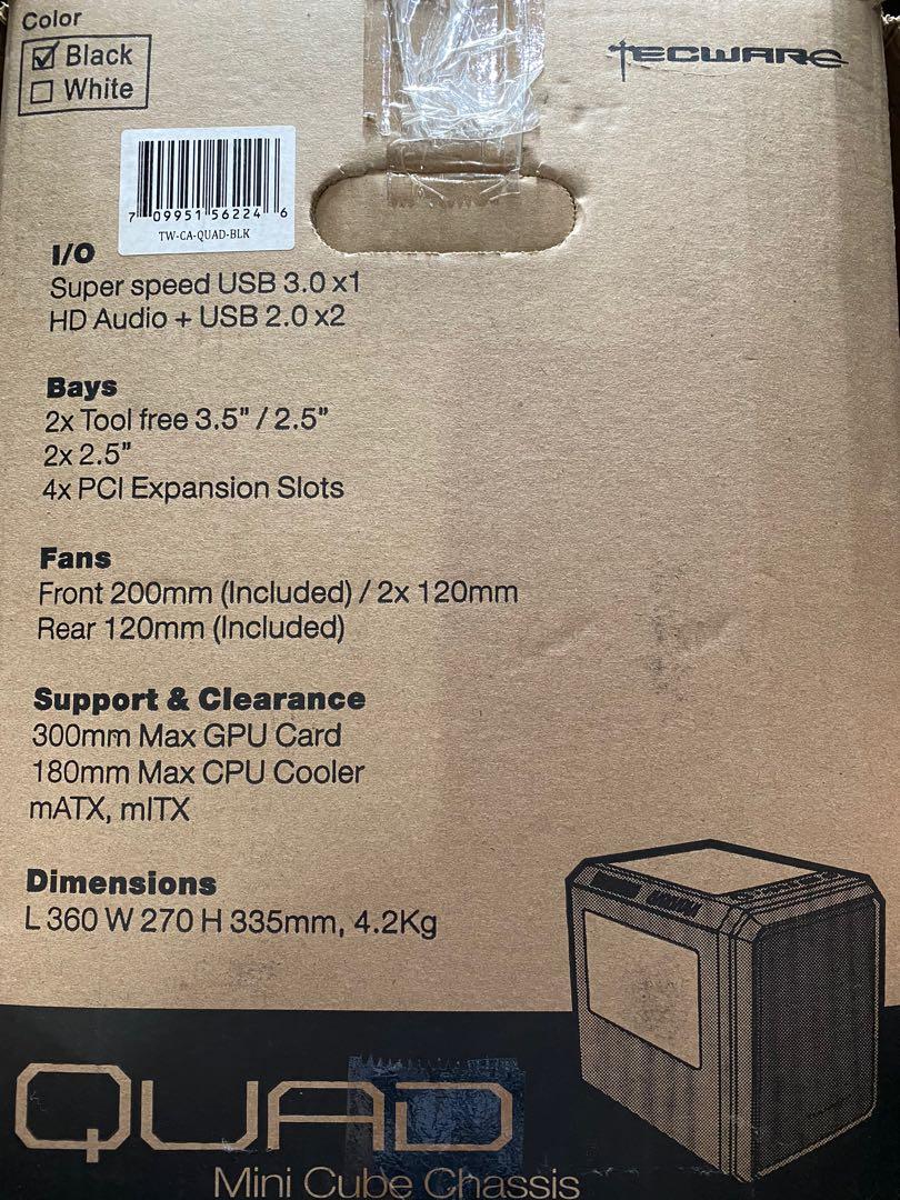 Tecware Quad Mini Cube Chassis PC Case Casing mATX mITX, Computers ...