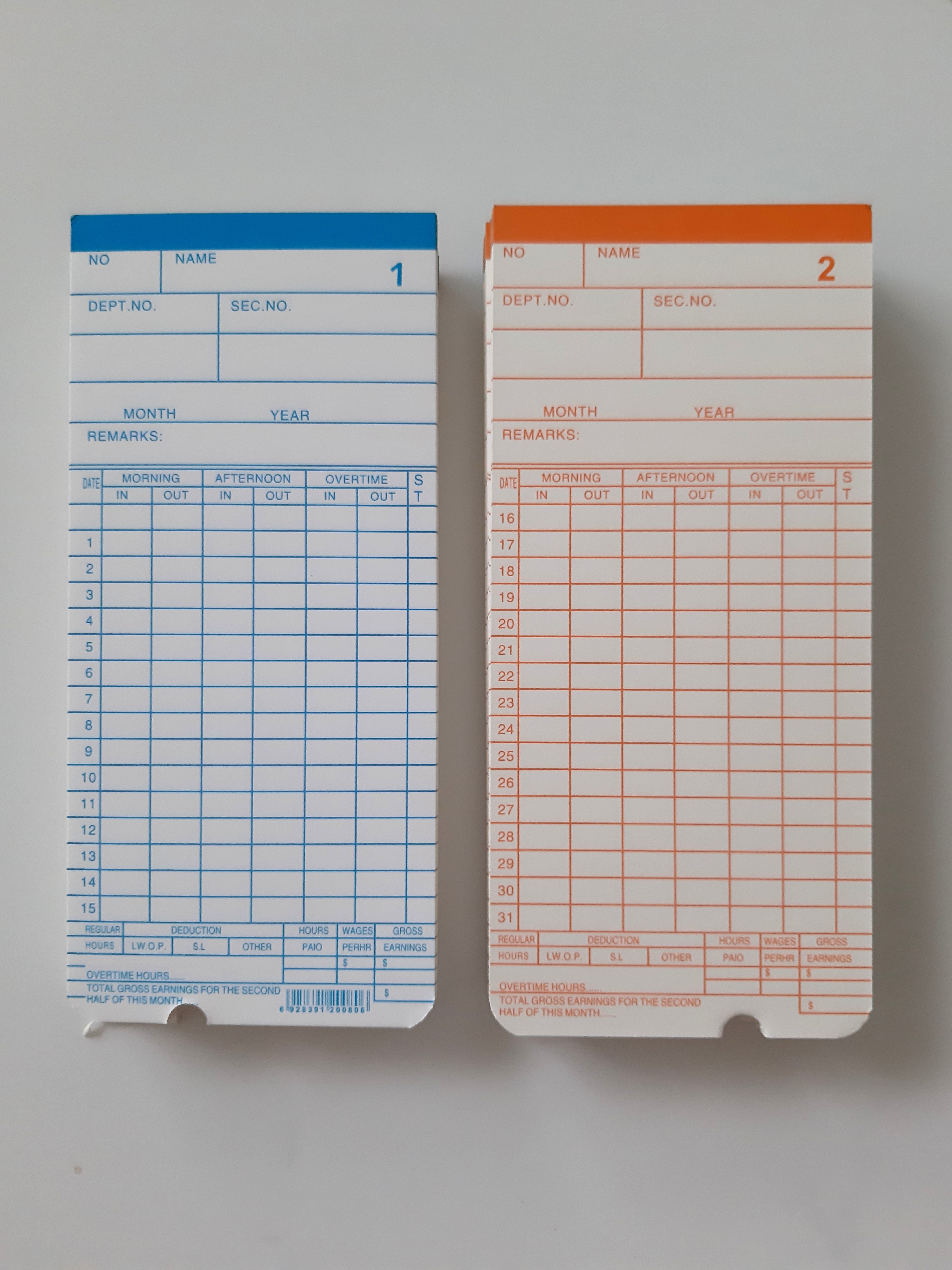 TIME Recorder Punch Card, Books & Stationery, Stationery on Carousell